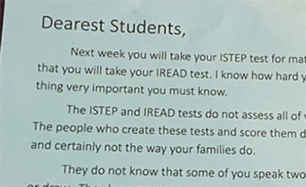 Teacher's Note on Standardized Testing Reminds Students They Are More ...